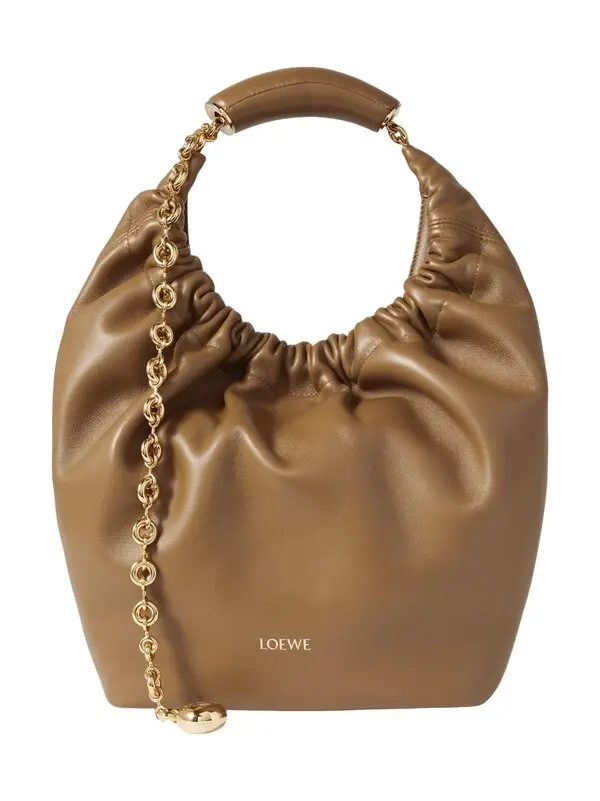 Loewe Squeeze Leather Shoulder Bag - Brown