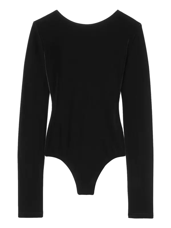 AGOLDE Corrin Stretch-velvet Bodysuit - Black