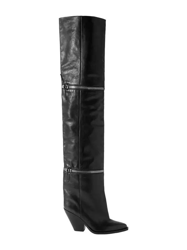 MARANT ETOILE Isabel Marant Lelodie Leather Over-the-knee Boots - Black