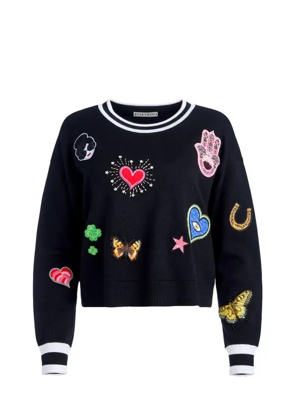 Alice + Olivia Patch-detail Sweatshirt - Black