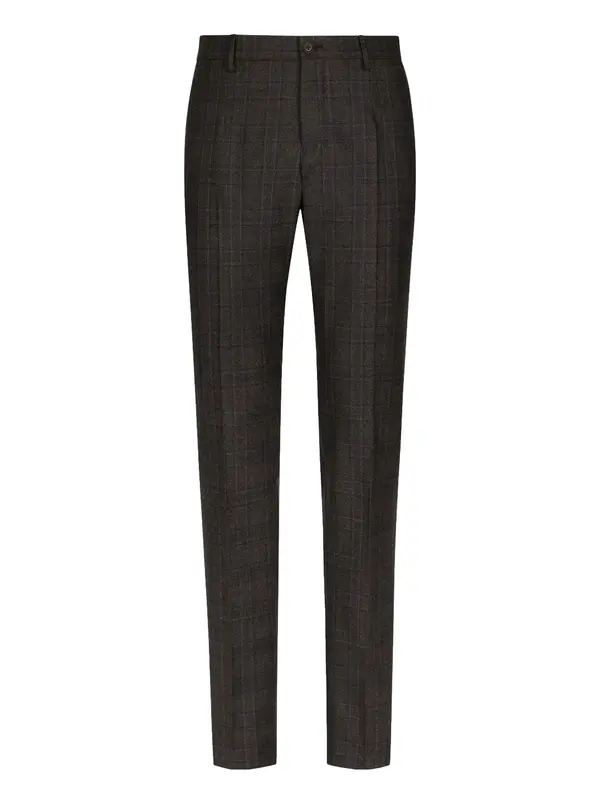 Dolce & Gabbana Check-pattern Wool Trousers - Brown