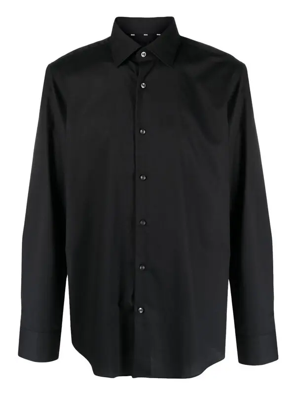 BOSS Classic-collar Poplin Shirt - Black
