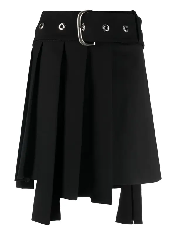 Off-White Belted Pleated Miniskirt - Black