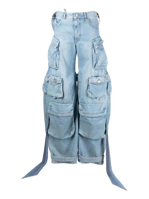 Attico Wide-leg Cargo Jeans - Blue