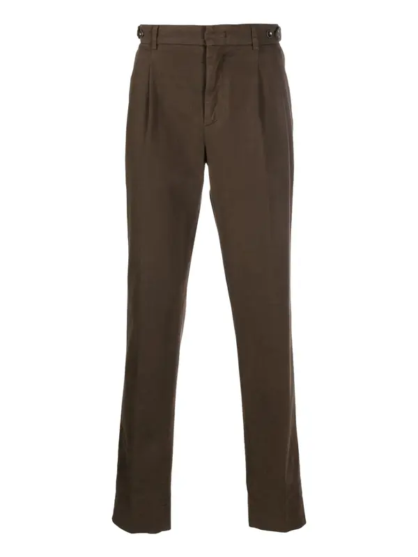 Peserico Waist-tab Cotton Trousers - Brown