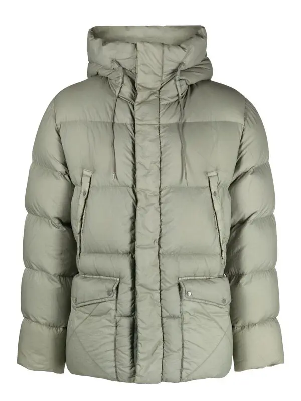 TEN C Hooded Padded Jacket - Green