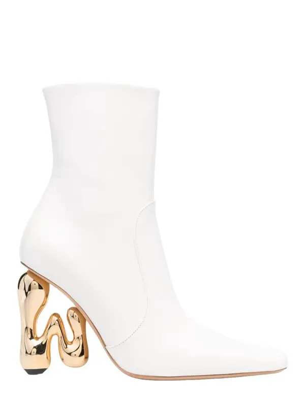 JW Anderson Calf Leather Ankle Boots With Sculptural Heel - White
