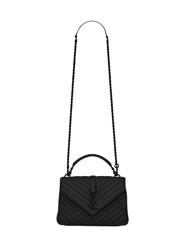 Saint Laurent College Quilted Leather Bag - Black/black