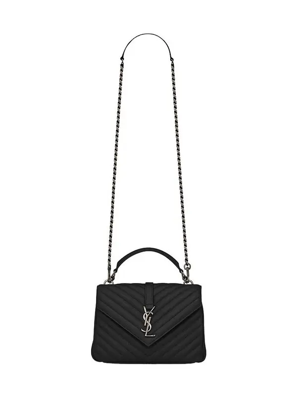 Saint Laurent College Quilted Leather Bag - Black/silver