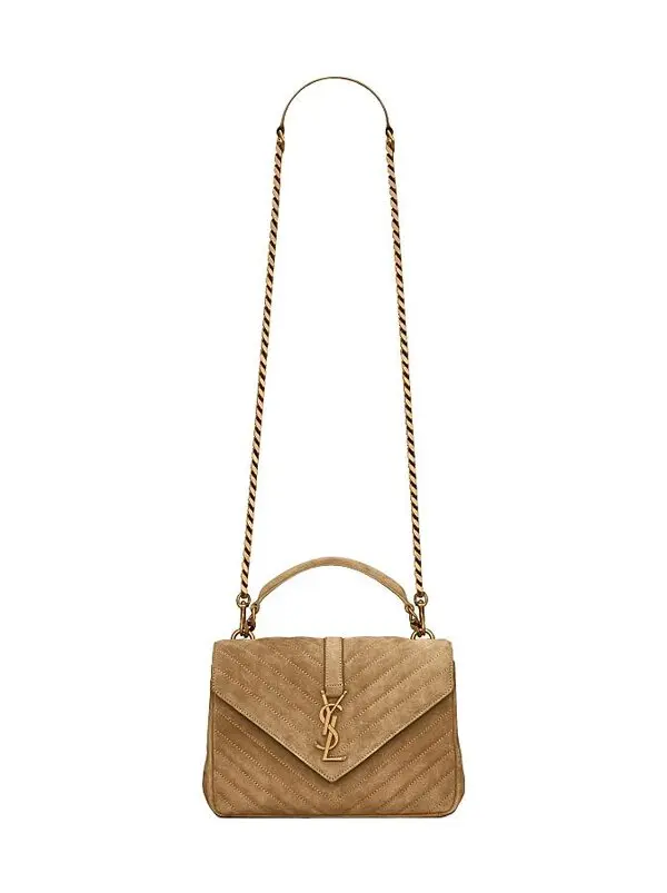 Saint Laurent College Quilted Leather Bag - Golden Leaf