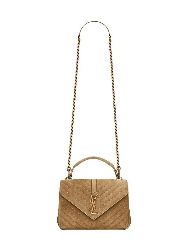 Saint Laurent College Bag In Quilted Leather - Golden Leaf