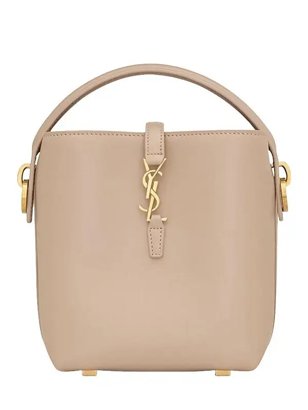 Saint Laurent Le 37 Mini Bucket Bag - Dark Beige Shiny Leather/gold