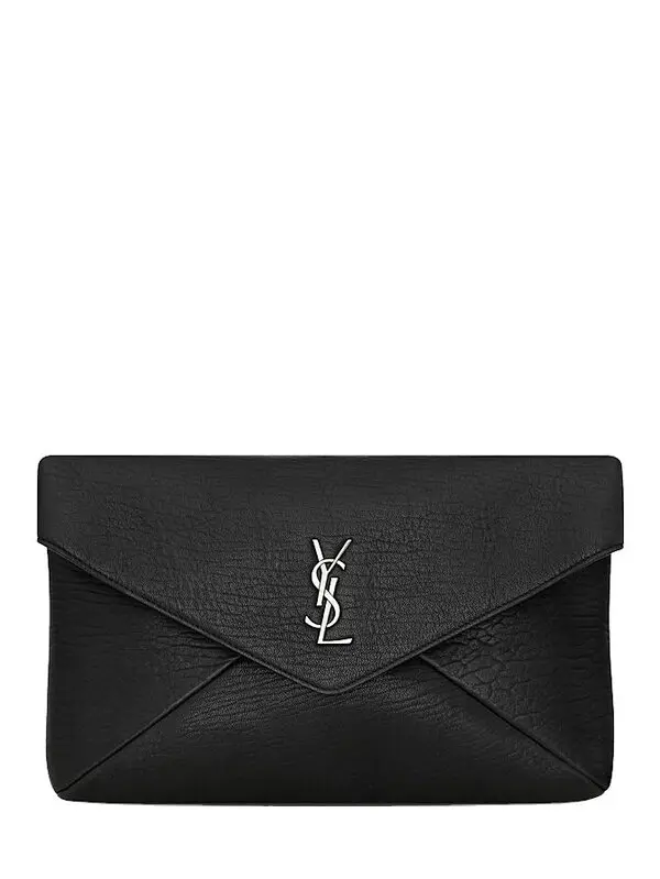 Saint Laurent Cassandre Large Envelope Pouch - Black/silver