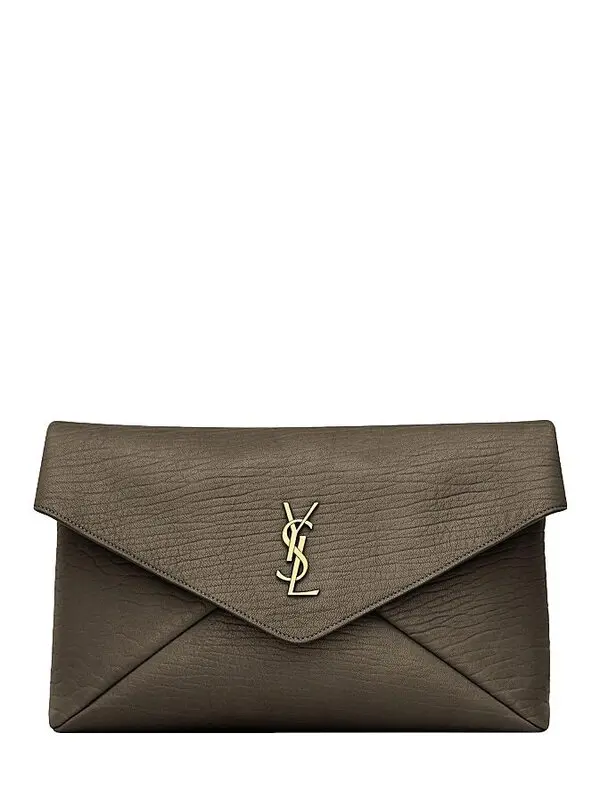 Saint Laurent Cassandre Large Envelope Pouch - Light Musk Lambskin/gold