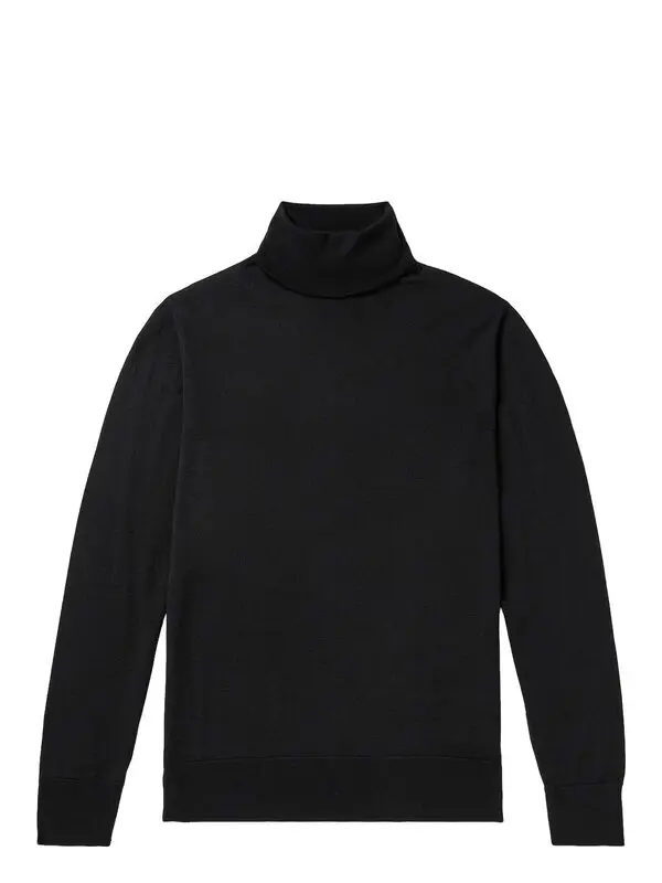 Mr P. Slim-fit Merino Wool Rollneck Sweater - Black