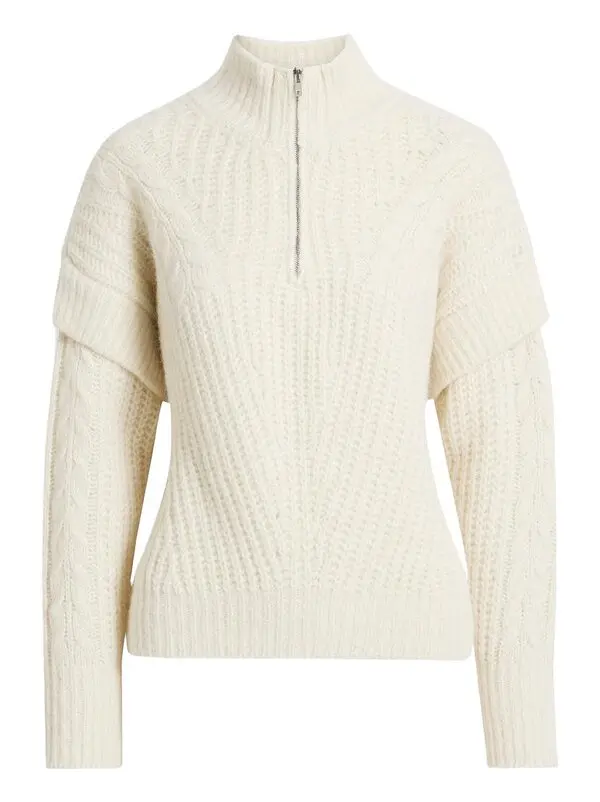 IRO PARIS Jilana Cable-knit Half-zip Sweater - Ecru