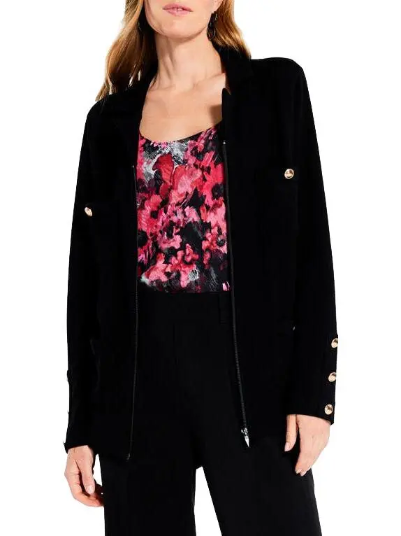 NIC+ZOE City Charm Knit Jacket With Notched Lapels And Button Details - Black Onyx