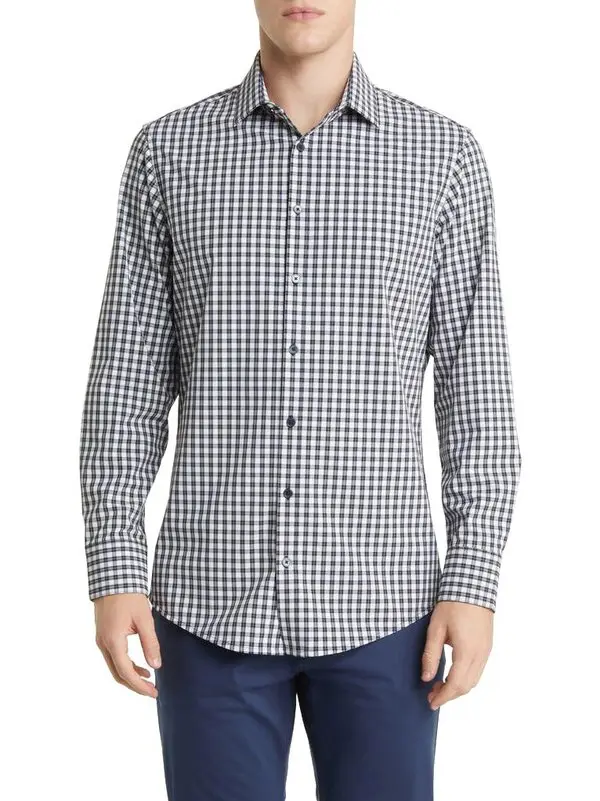 Mizzen+main Leeward Trim Fit Plaid Performance Button-up Shirt - Blue