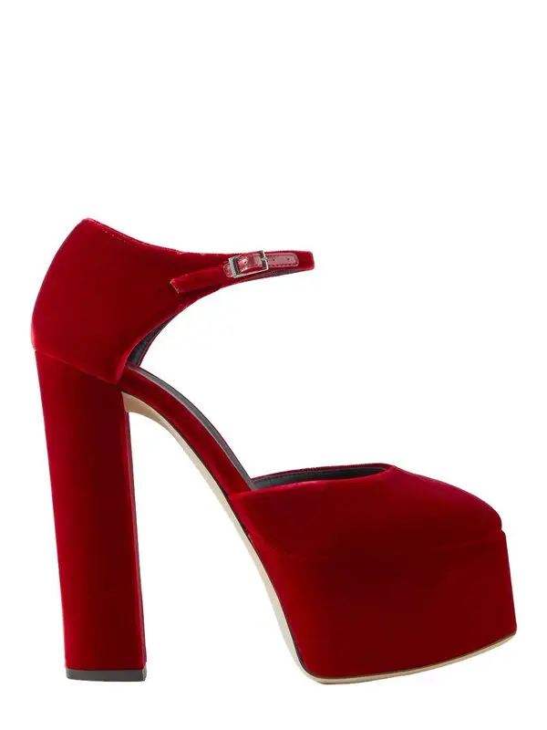 GIUSEPPE ZANOTTI Veronica Velvet Platform Pumps - Red
