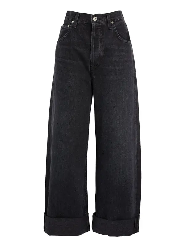Citizens Of Humanity Ayla Mid-rise Wide-leg Jeans - Black