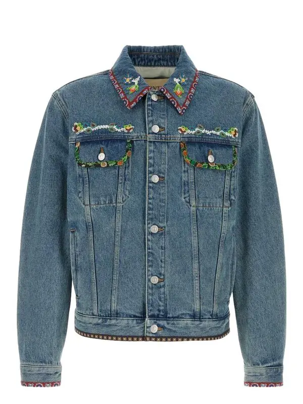 Valentino Garavani Denim Jacket With Embroidery - Mediumbluedenim