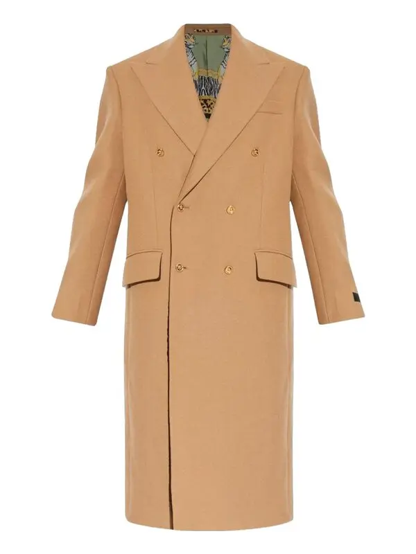 Versace Wool-blend Double-breasted Overcoat - Beige