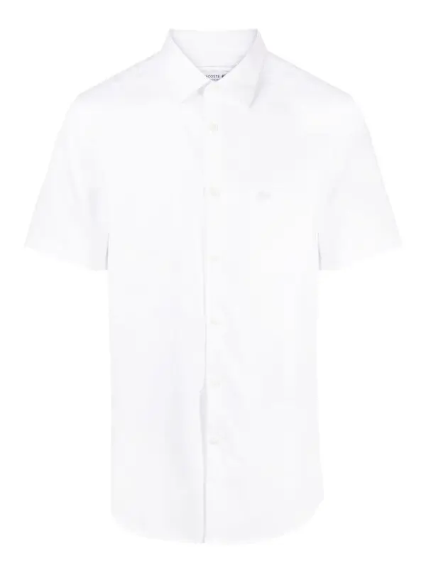 Lacoste Logo-embroidered Short-sleeve Cotton Shirt - White
