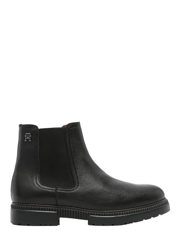 Tommy Hilfiger Monogram Plaque Ankle Boots - Black