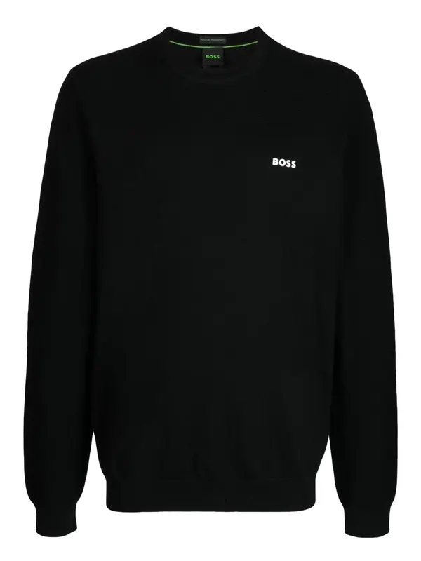 Hugo Boss Logo-print Ribbed Jumper - Black