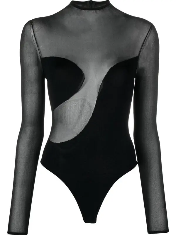 NENSI DOJAKA Mesh-panelled Bodysuit - Black
