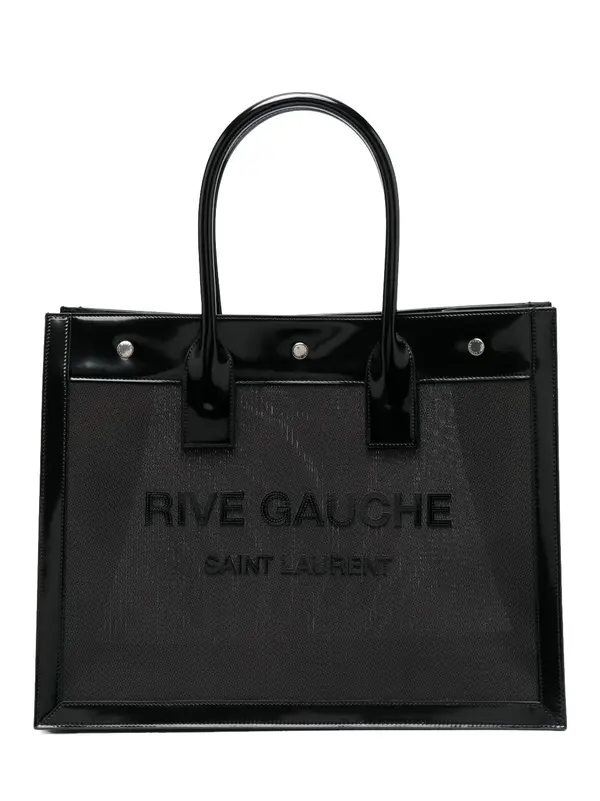 Saint Laurent Rive Gauche Patent-finish Tote Bag - Black