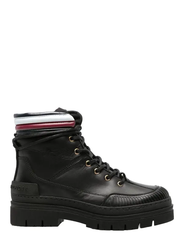 Tommy Hilfiger Corporate Leather Ankle Boots - Black