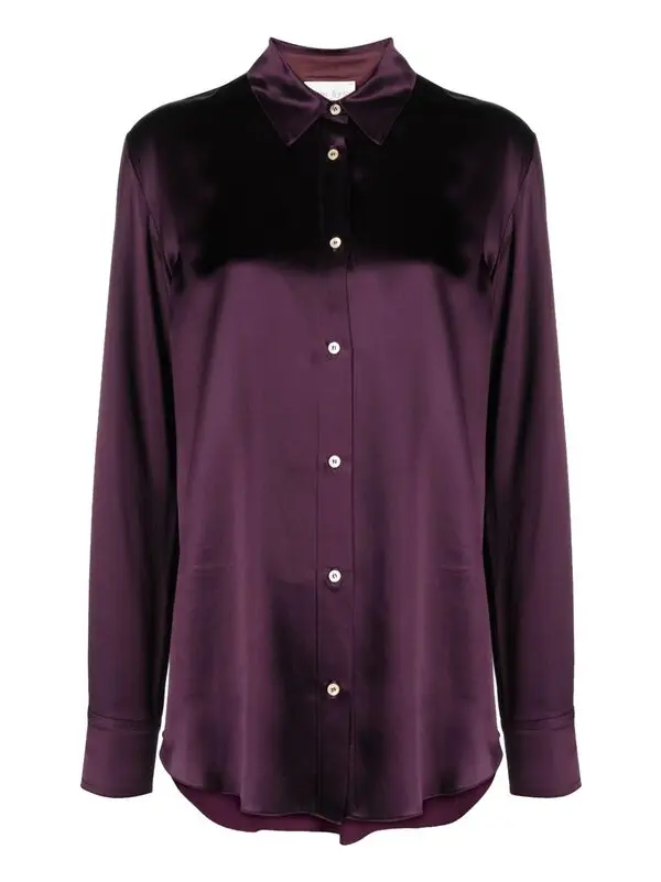 FORTE_FORTE Satin-finish Long-sleeve Shirt - Purple