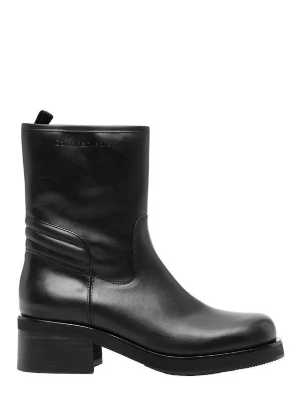 Calvin Klein 55mm Leather Biker Boots - Black