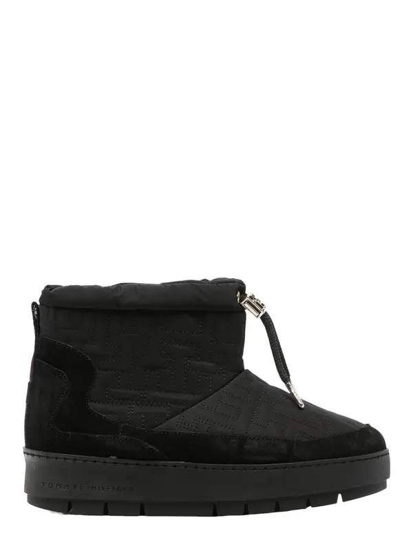 Tommy Hilfiger Monogram-jacquard Platform Snow Boots - Black