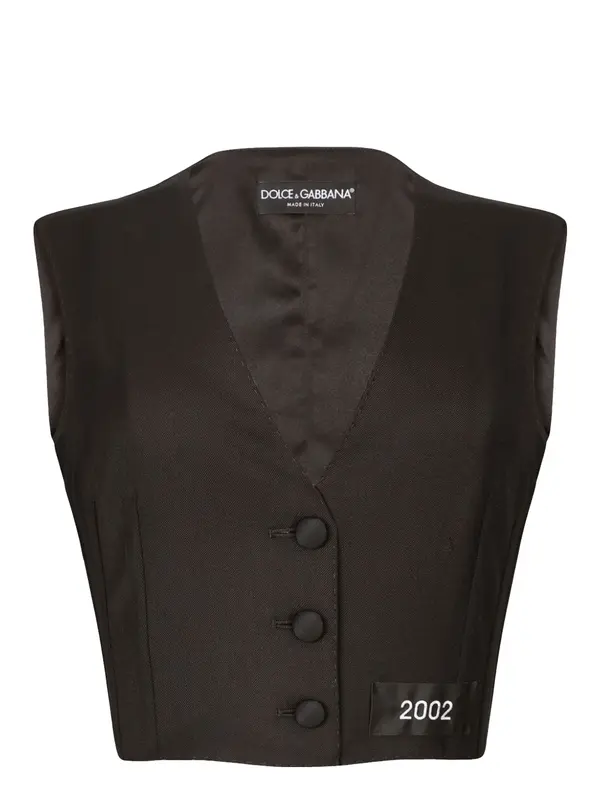 Dolce & Gabbana Number-patch Tailored Cropped Vest - Black