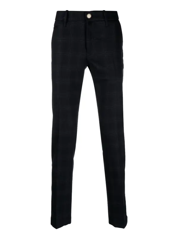 Jacob Cohen Plaid Wool-blend Tapered Trousers - Blue