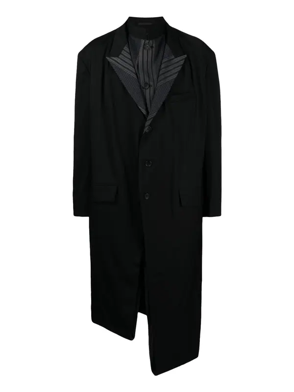 Yohji Yamamoto Asymmetric Wool Coat - Black