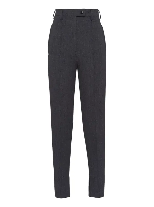 Prada High-rise Natté Trousers - Grey