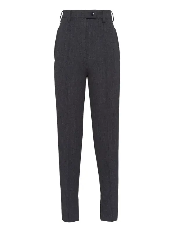Prada High-rise Natté Trousers - Grey