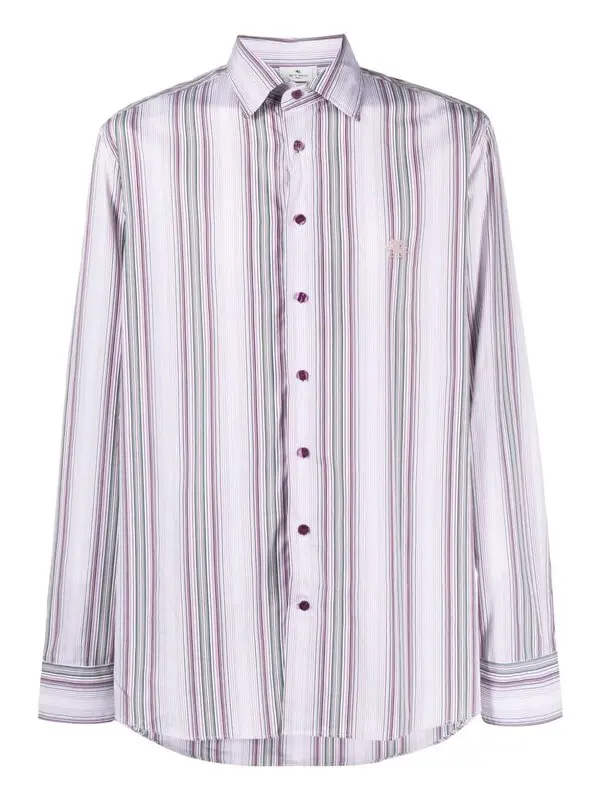 Etro Logo-embroidered Striped Shirt - Pink