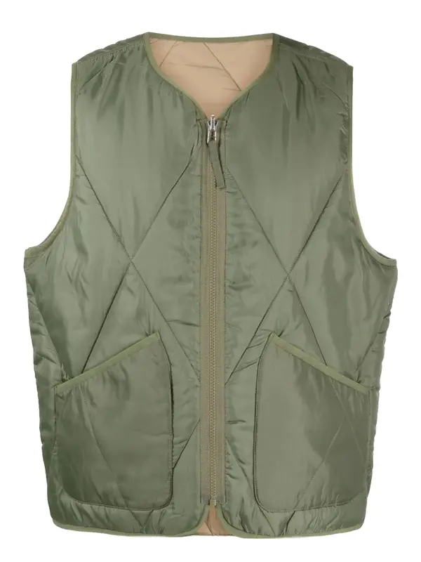 Universal Works Reversible Diamond-quilted Gilet - Green