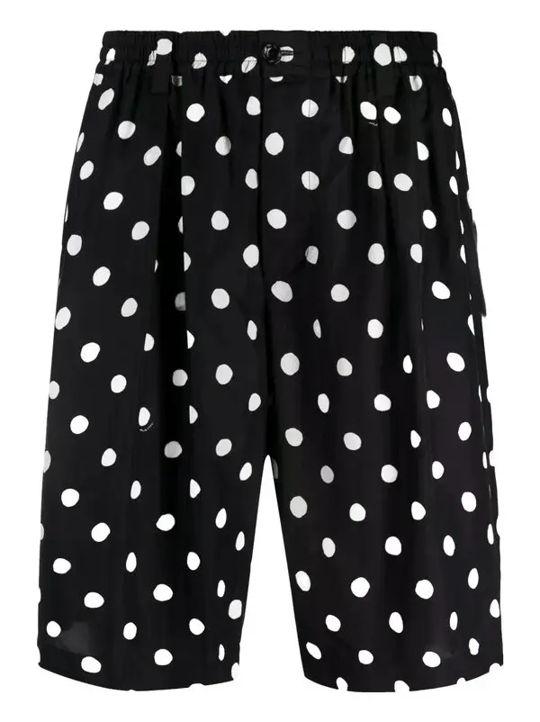 Marni Polka Dot-print Pleated Bermuda Shorts - Black