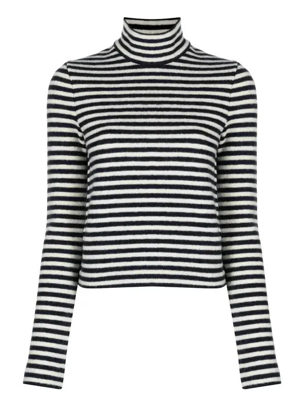 JIL SANDER Logo-patch Striped Wool Sweater - Blue
