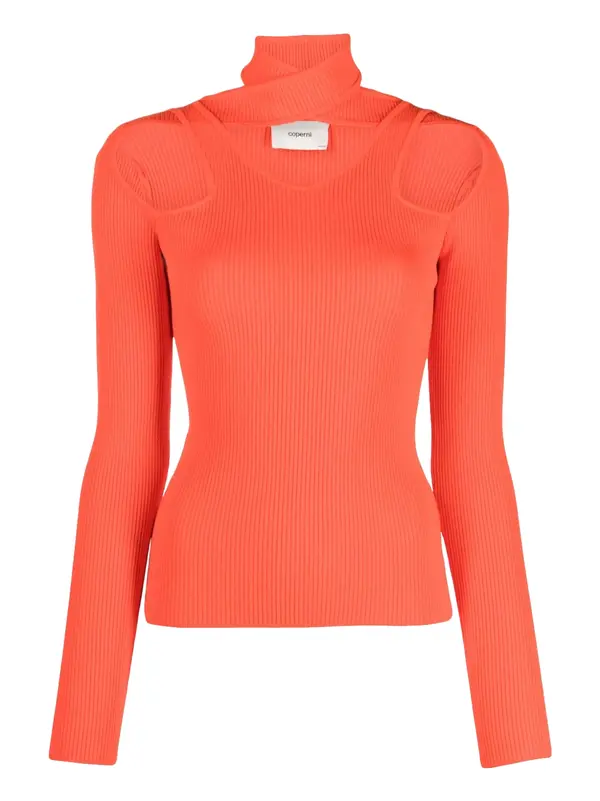 Coperni Cut-out Ribbed Sweater - Red