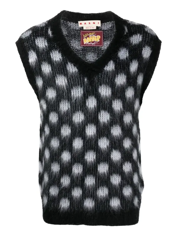 Marni Polka-dot Brushed-knit Vest - Black