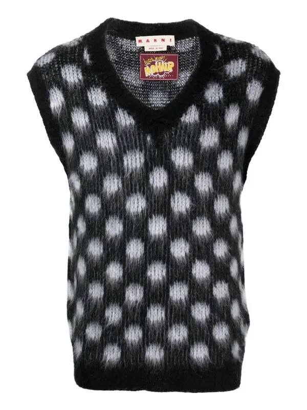 Marni Polka-dot Brushed-knit Vest - Black