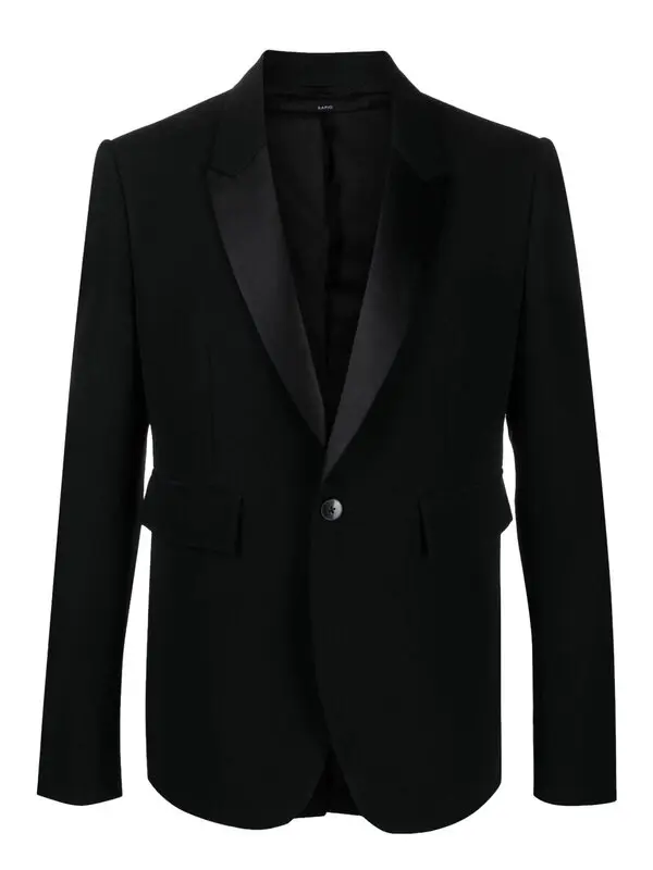 SAPIO Single-breasted Cotton-wool Blazer - Black