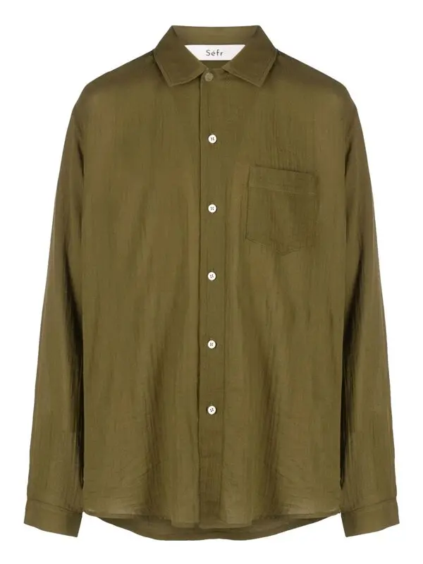 Séfr Leo Long-sleeve Cotton Shirt - Green