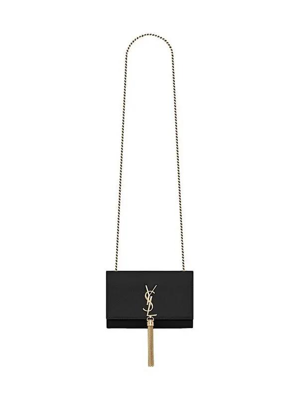 Saint Laurent Kate Tassel Shoulder Bag - Black Grain Leather/gold
